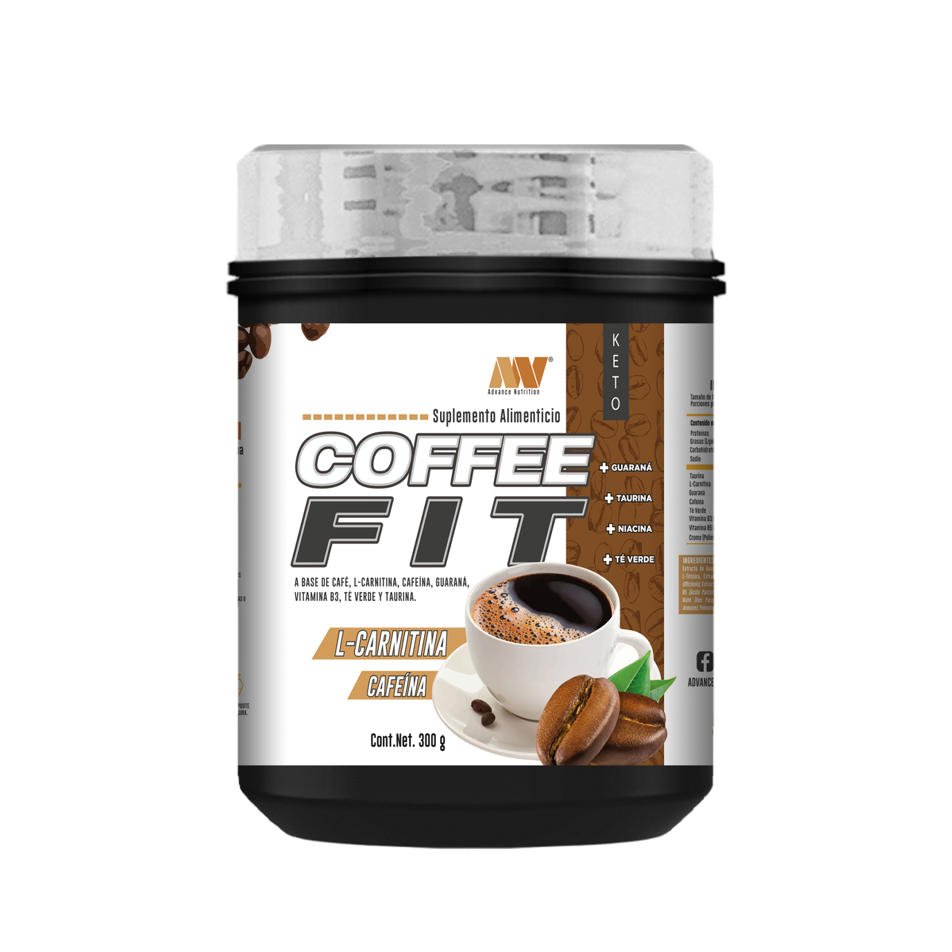 COFFE FIT (CAFE ENERGETICO & PRE-ENTRENO) 60 PORCIONES, 300g – Advance