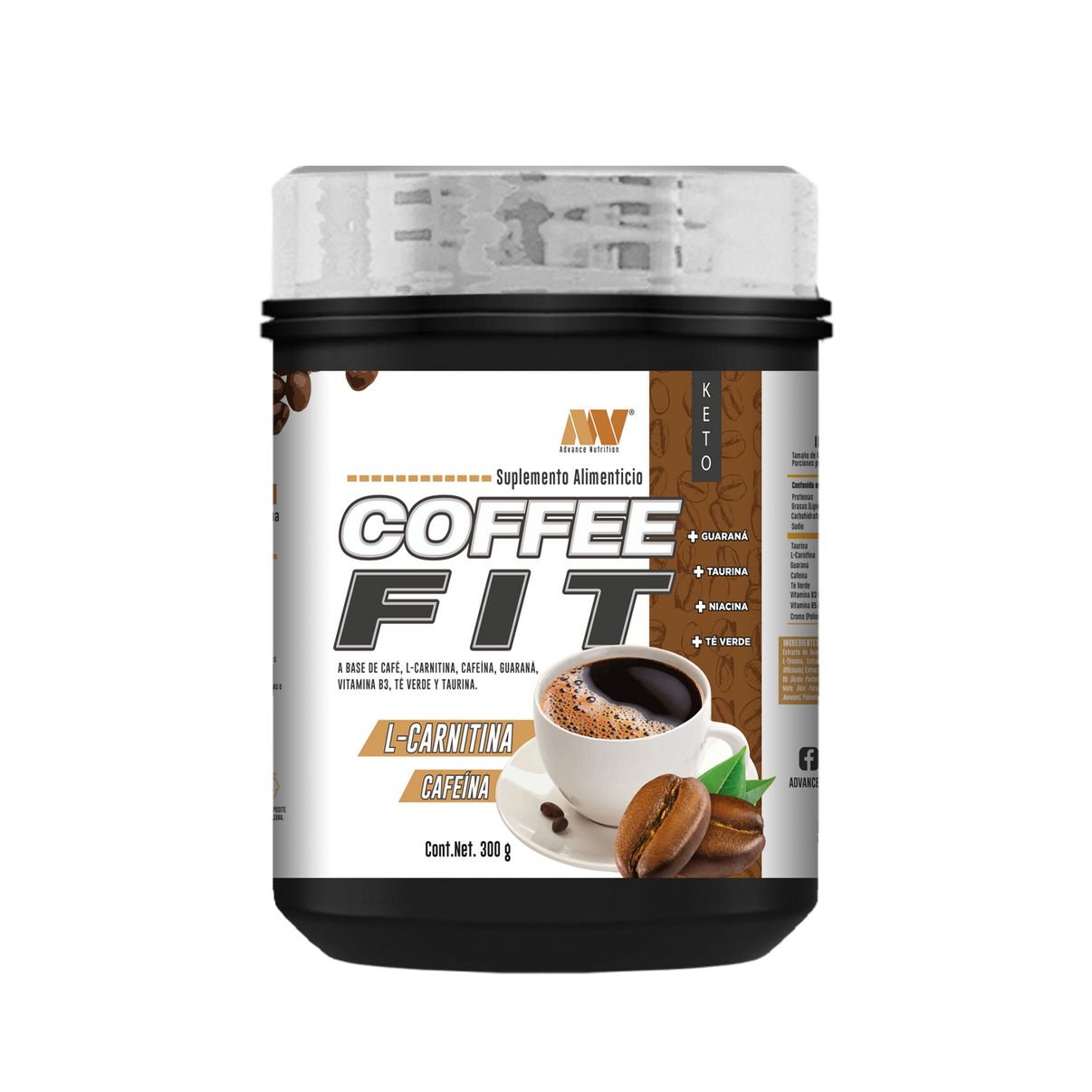 COFFE FIT (CAFE ENERGETICO & PRE-ENTRENO) 60 PORCIONES, 300g – Advance
